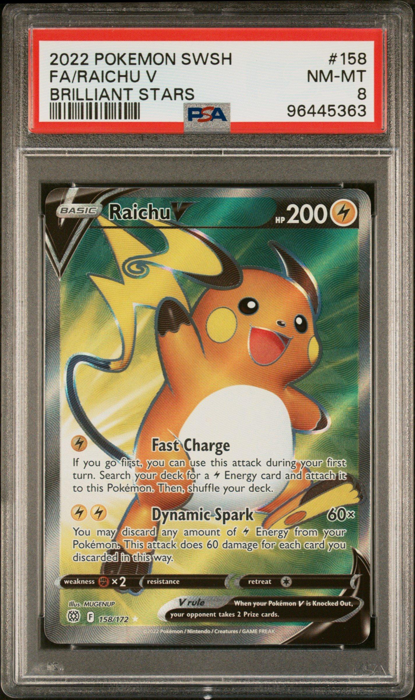 2022 Pokemon Sword & Shield Brilliant Stars 158 Full Art/raichu V PSA 8 ...