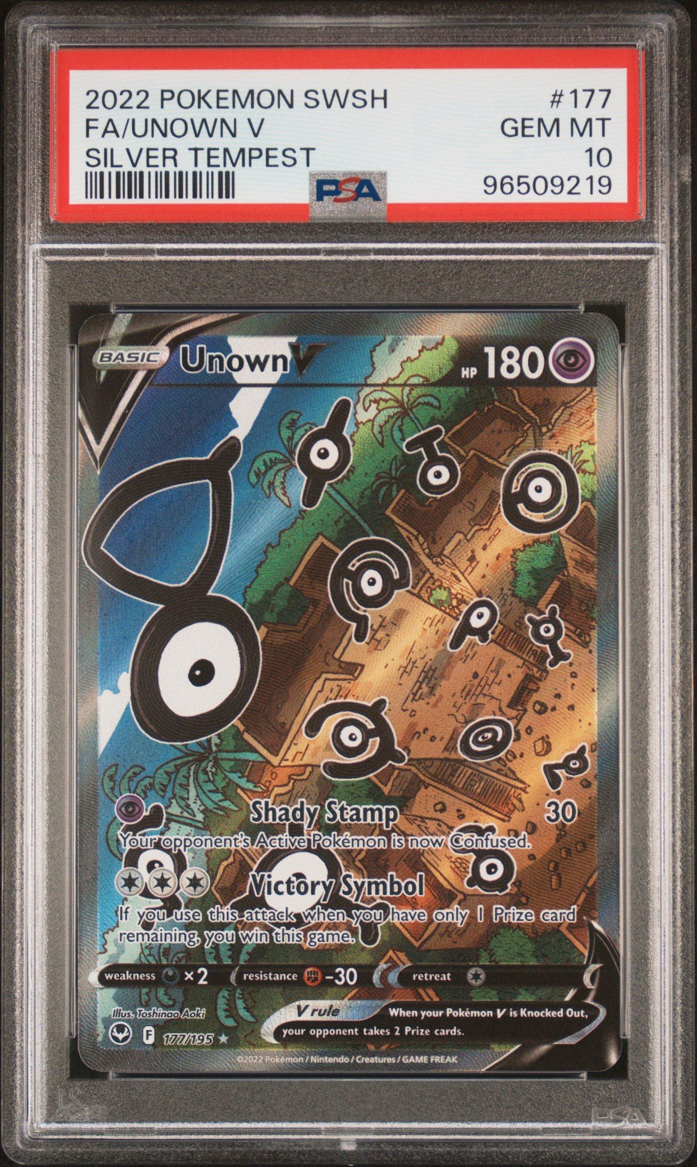 2022 Pokemon Sword & Shield Silver Tempest 177 Full Art/unown V PSA 10 ...