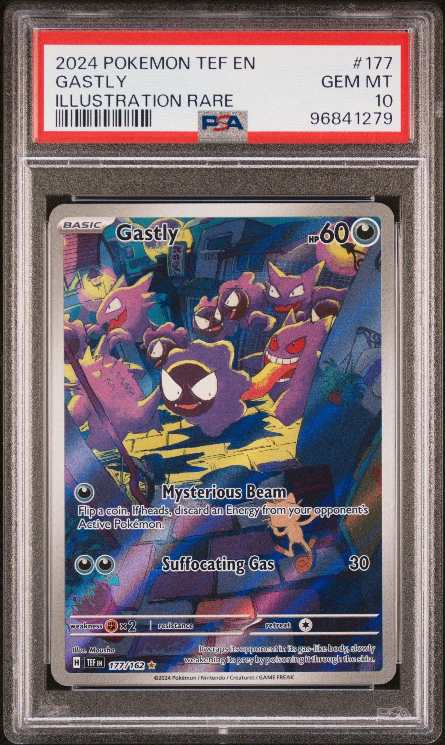 2024 Pokemon Tef En-temporal Forces 177 Gastly Illustration Rare PSA 10 ...