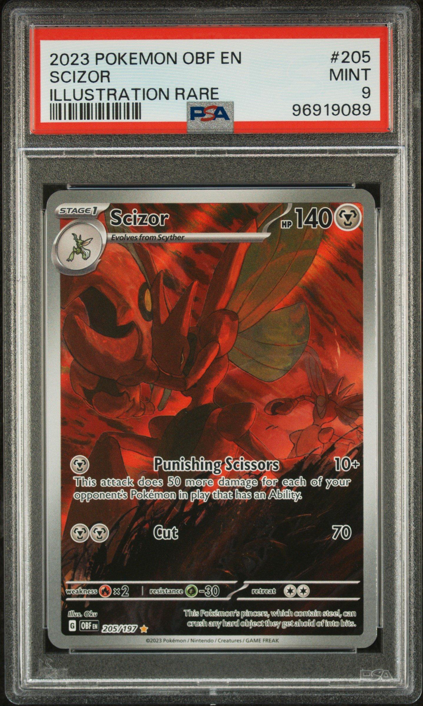 2023 Pokemon Obf En-obsidian Flames 205 Scizor Illustration Rare PSA 9 ...