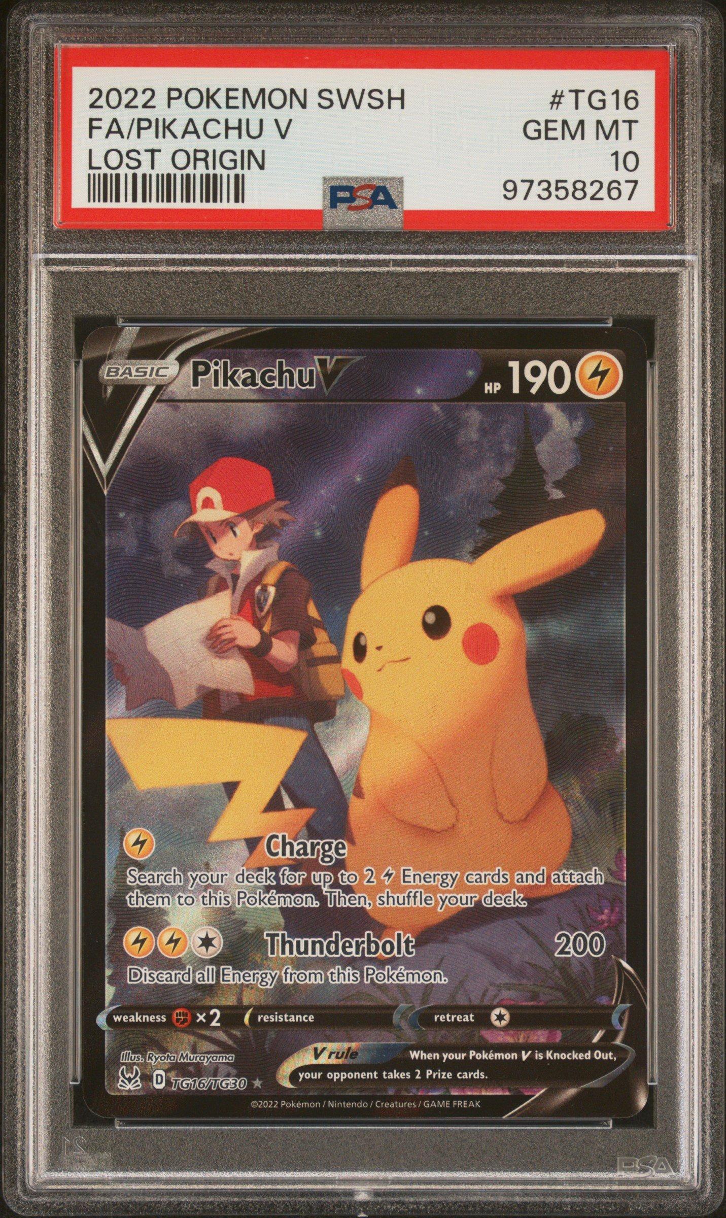 2022 Pokemon Sword & Shield Lost Origin Tg16 Full Art/pikachu V PSA 10 ...