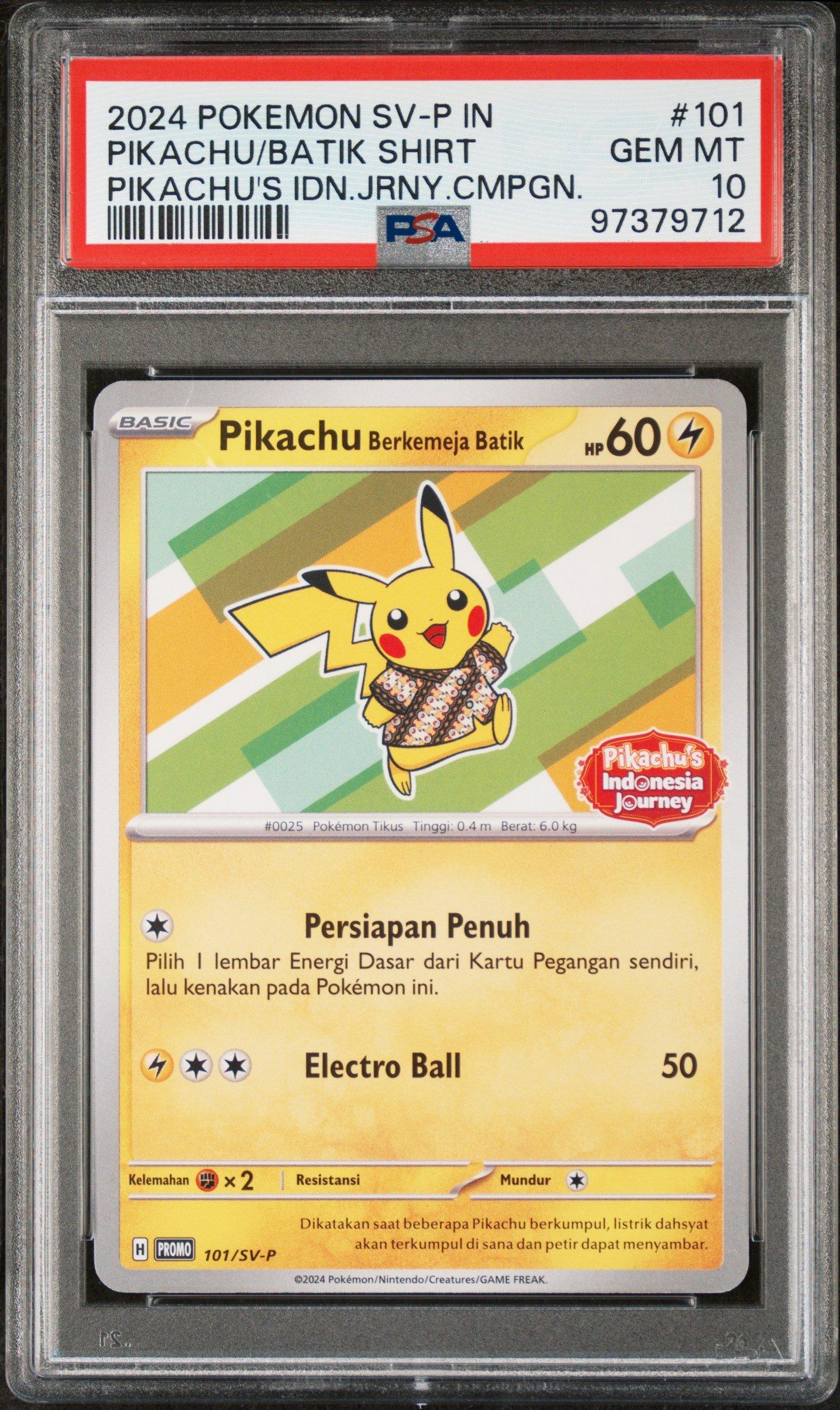 2024 Pokemon Indonesian Sv-p Promo 101 Pikachu In Batik Shirt Pikachu's Indonesia Journey ...