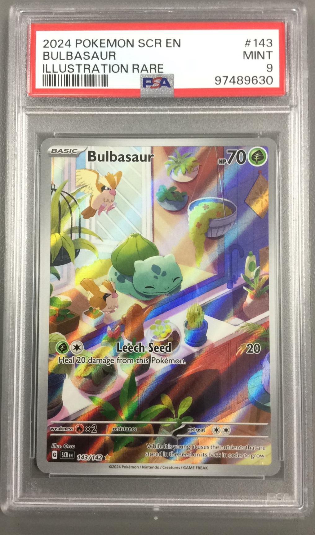 2024 Pokemon Scr En-stellar Crown 143 Bulbasaur Illustration Rare PSA 9 ...