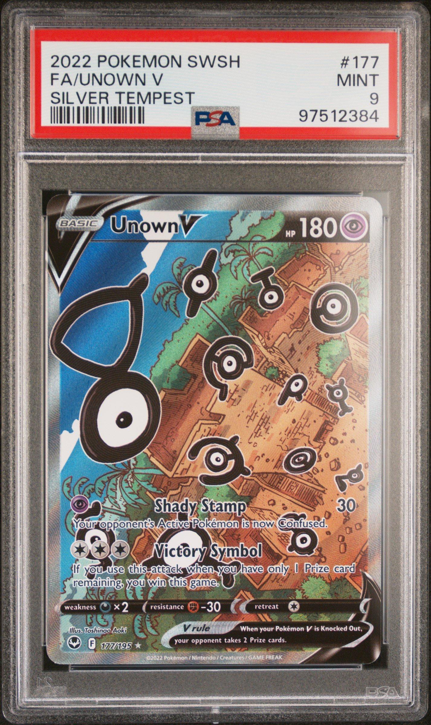 2022 Pokemon Sword & Shield Silver Tempest 177 Full Art/unown V PSA 9 ...