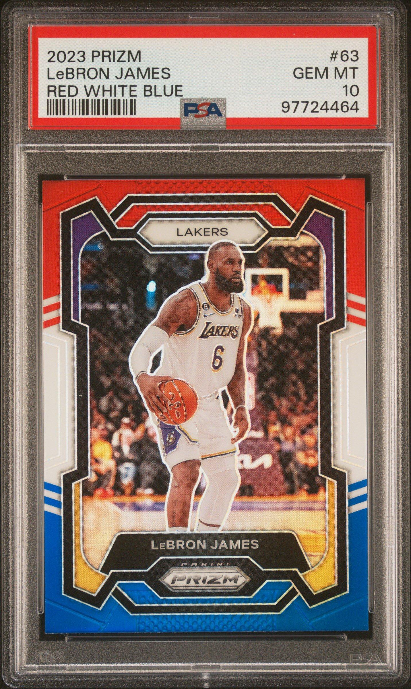 2023 Panini Prizm 63 Lebron James Red White Blue PSA 10 | GameStop
