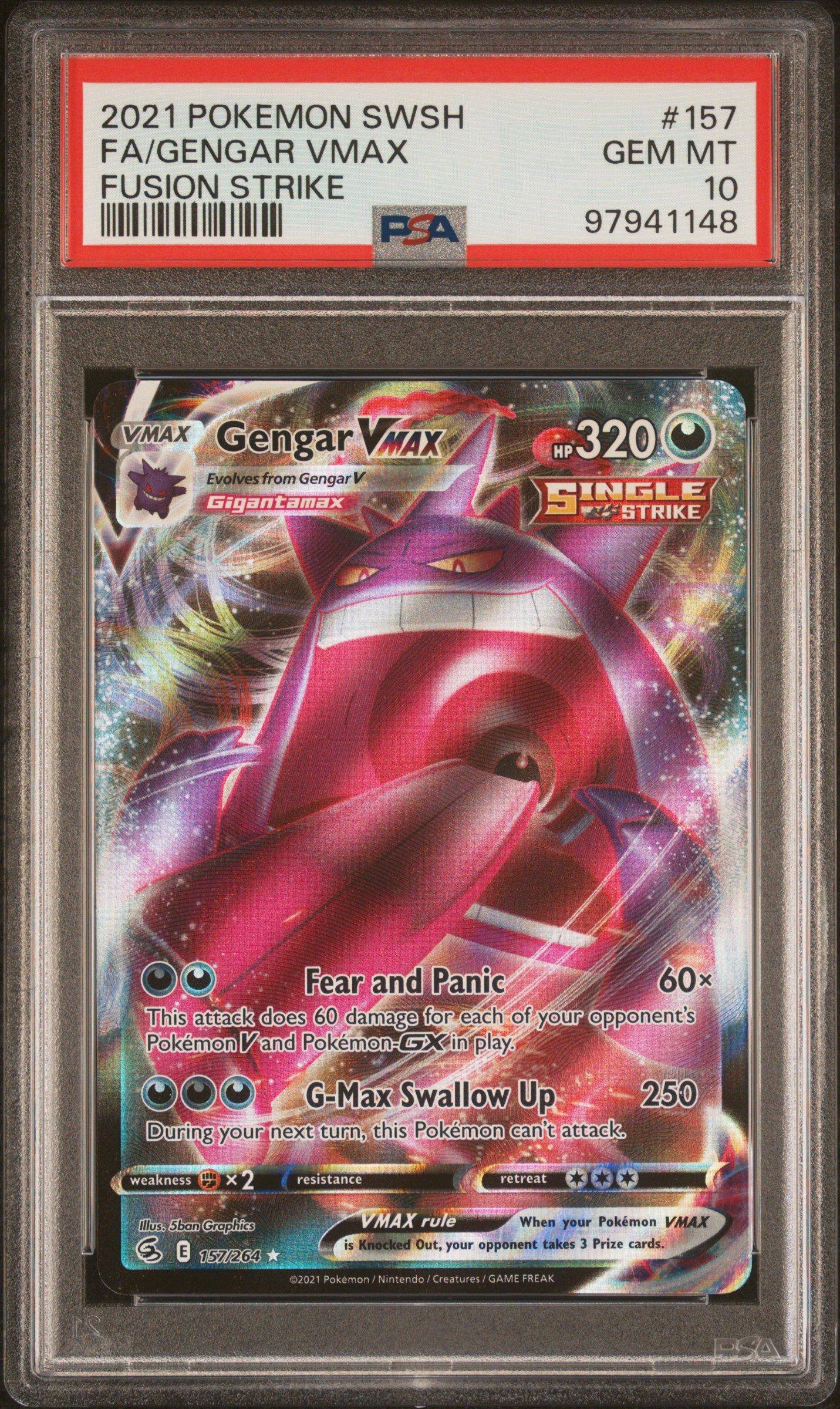 2021 Pokemon Sword & Shield Fusion Strike 157 Full Art/gengar Vmax PSA ...