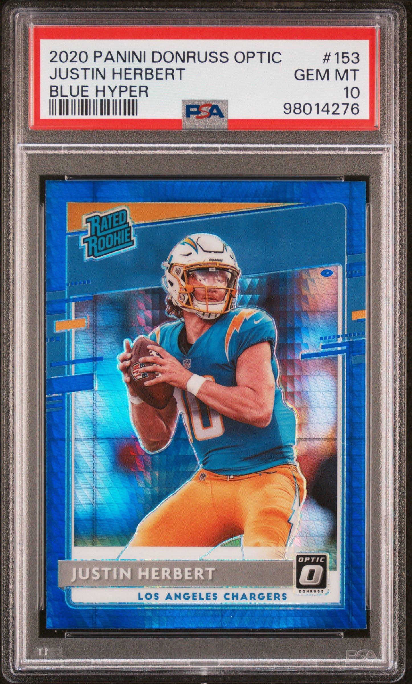 2020 Panini Donruss Optic 153 Justin Herbert Blue Hyper PSA 10 | GameStop