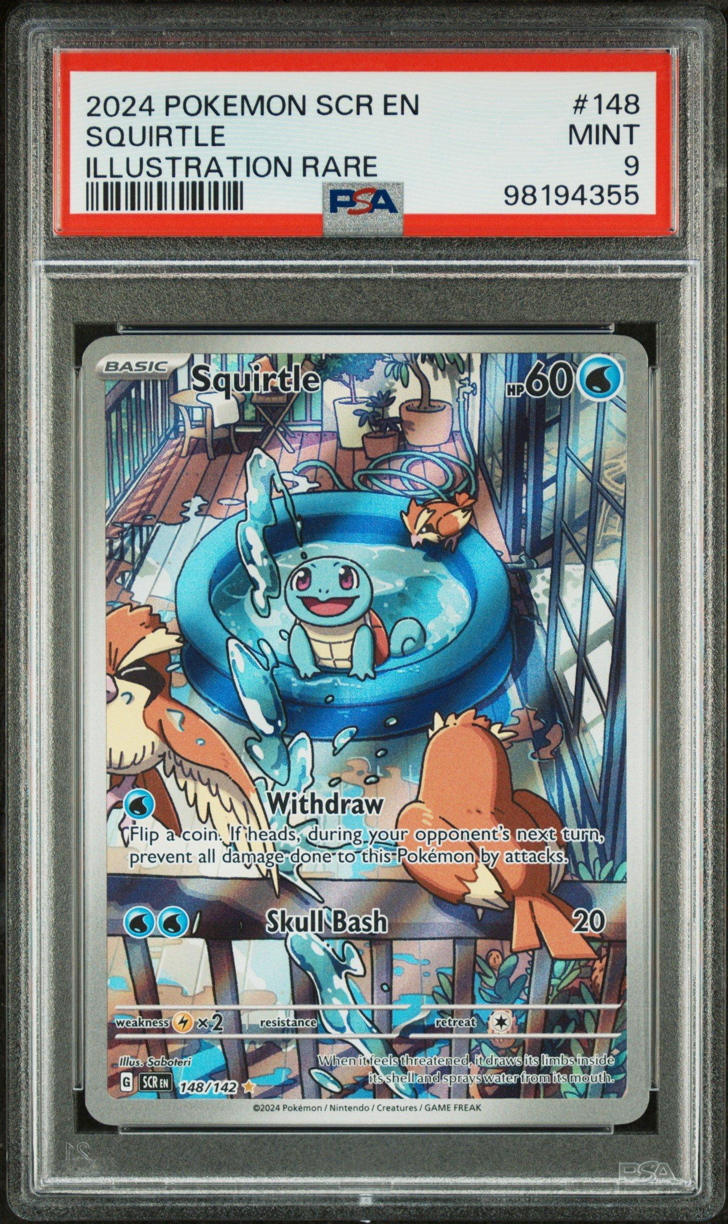 2024 Pokemon Scr En-stellar Crown 148 Squirtle Illustration Rare PSA 9 ...