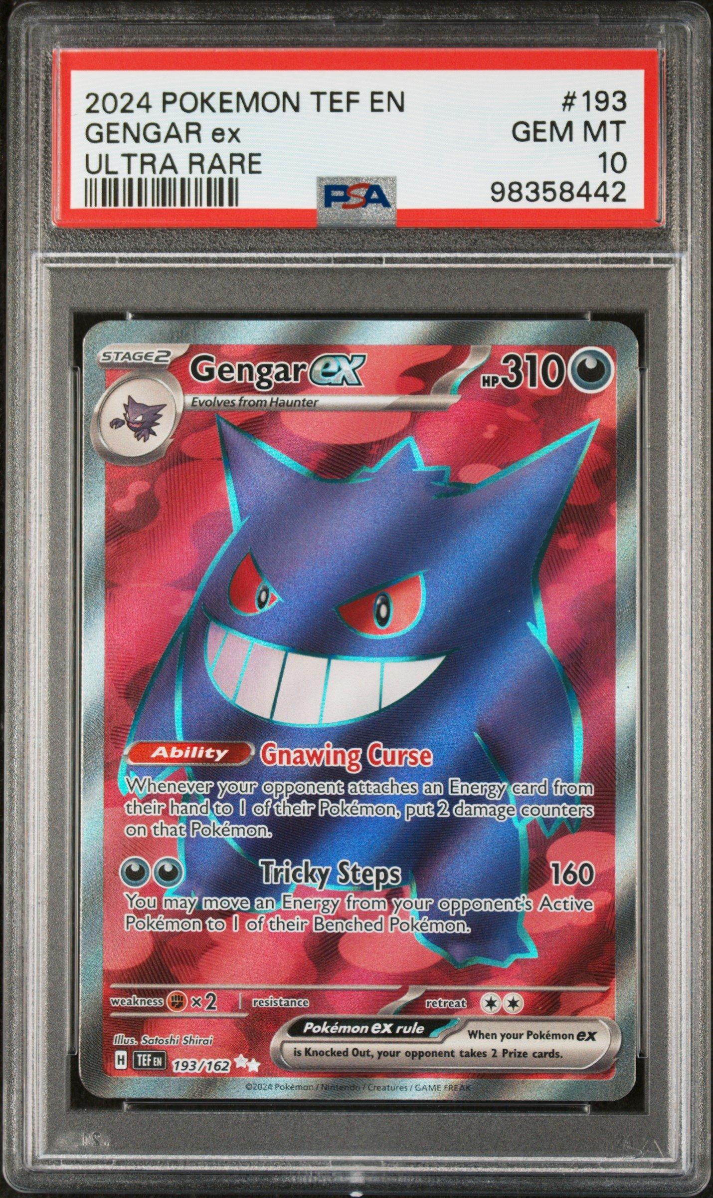 2024 Pokemon Tef En-temporal Forces 193 Gengar Ex Ultra Rare PSA 10 ...