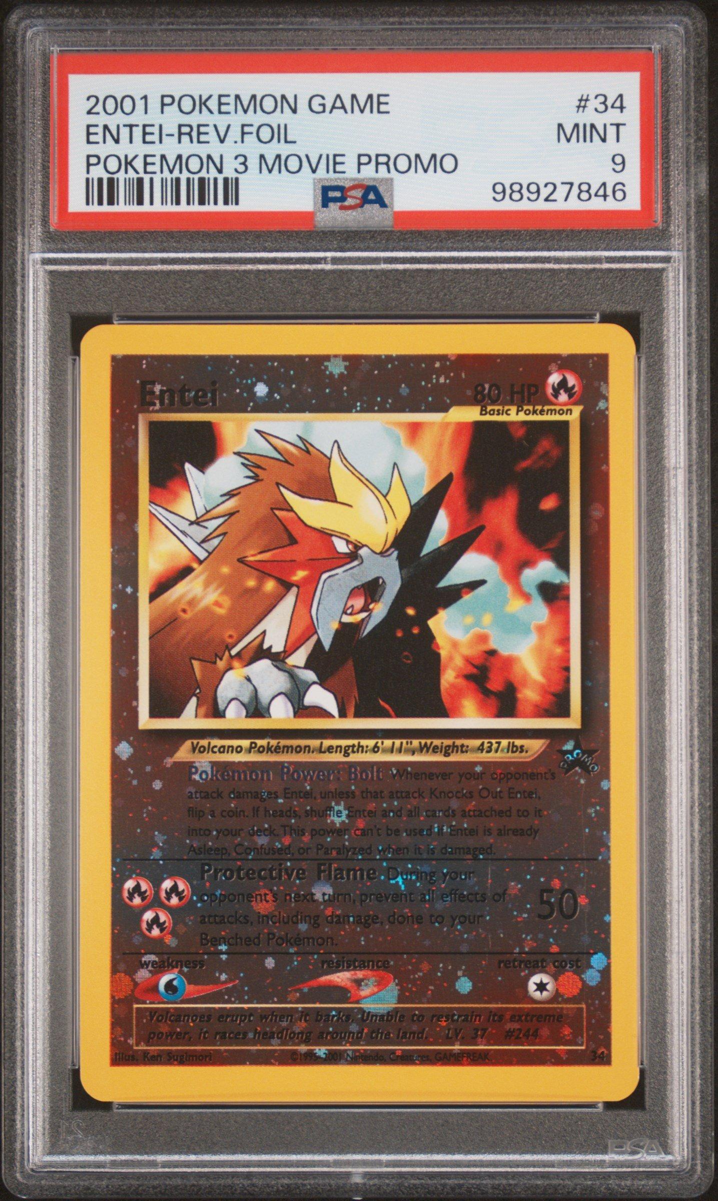 2001 Pokemon Game Movie 34 Entei-reverse Foil Pokemon 3 Movie Promo PSA ...