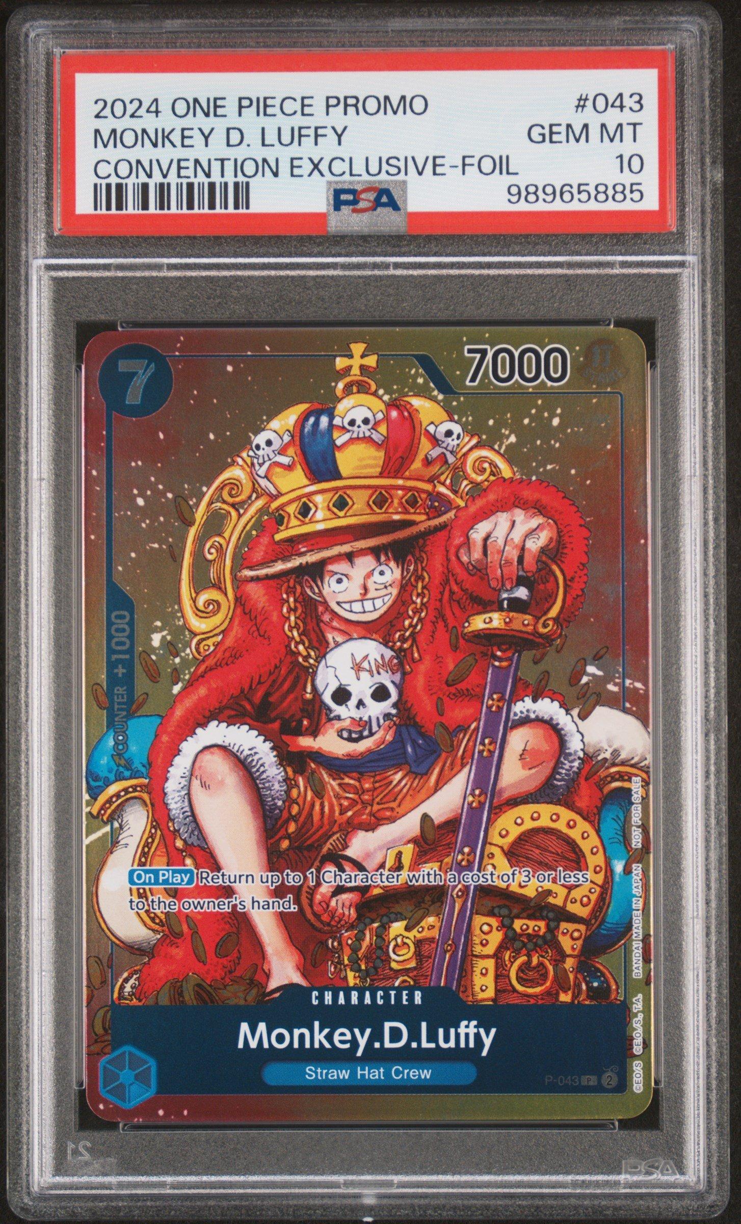 2024 One Piece Promos 043 Monkey D. Luffy Convention Exclusive-foil PSA 10 | GameStop