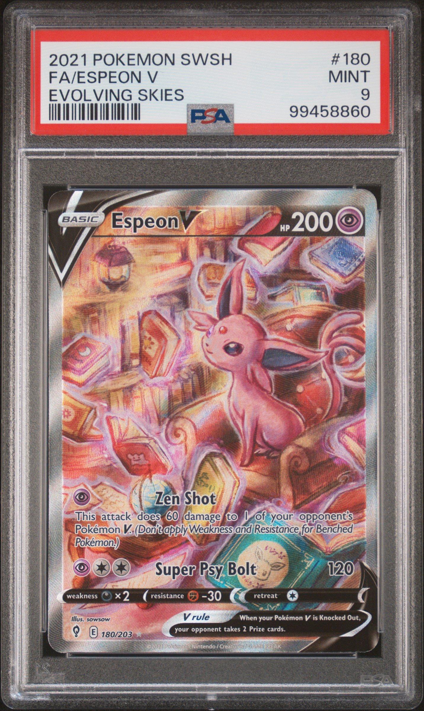 2021 Pokemon Sword & Shield Evolving Skies 180 Full Art/espeon V PSA 9 ...