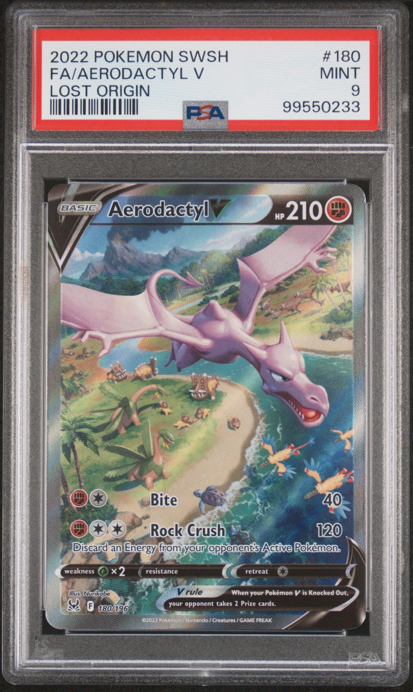 2022 Pokemon Sword & Shield Lost Origin 180 Full Art/aerodactyl V PSA 9 ...