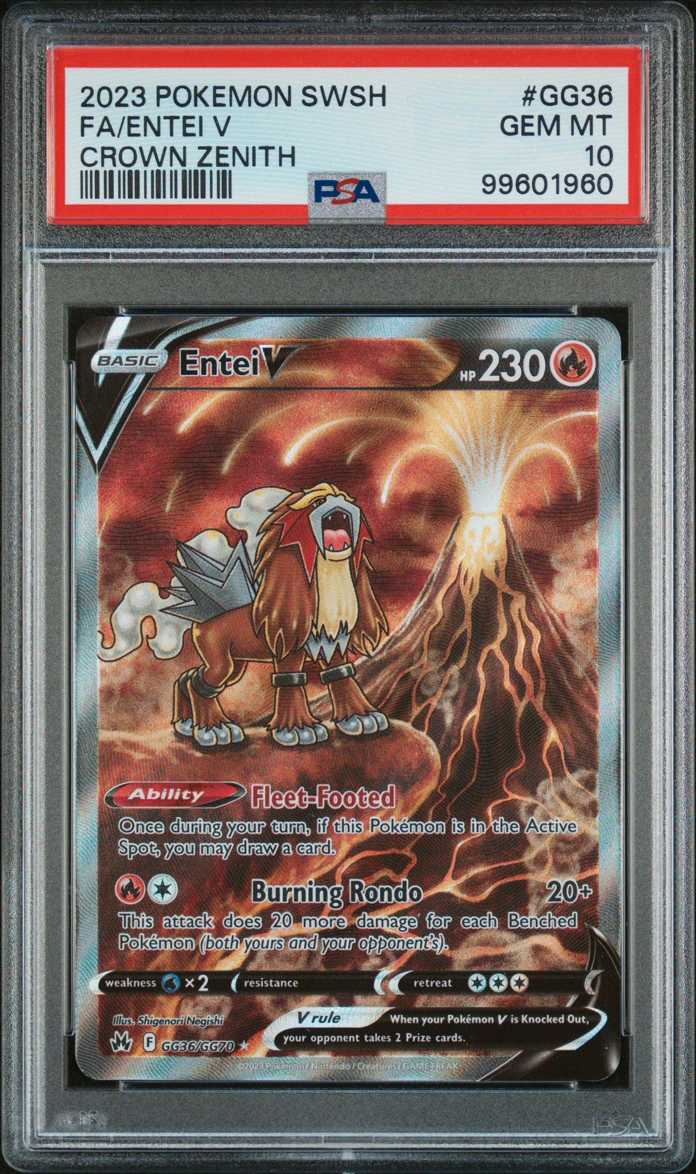 2023 Pokemon Sword And Shield Crown Zenith Gg36 Full Art/entei V PSA 10 ...