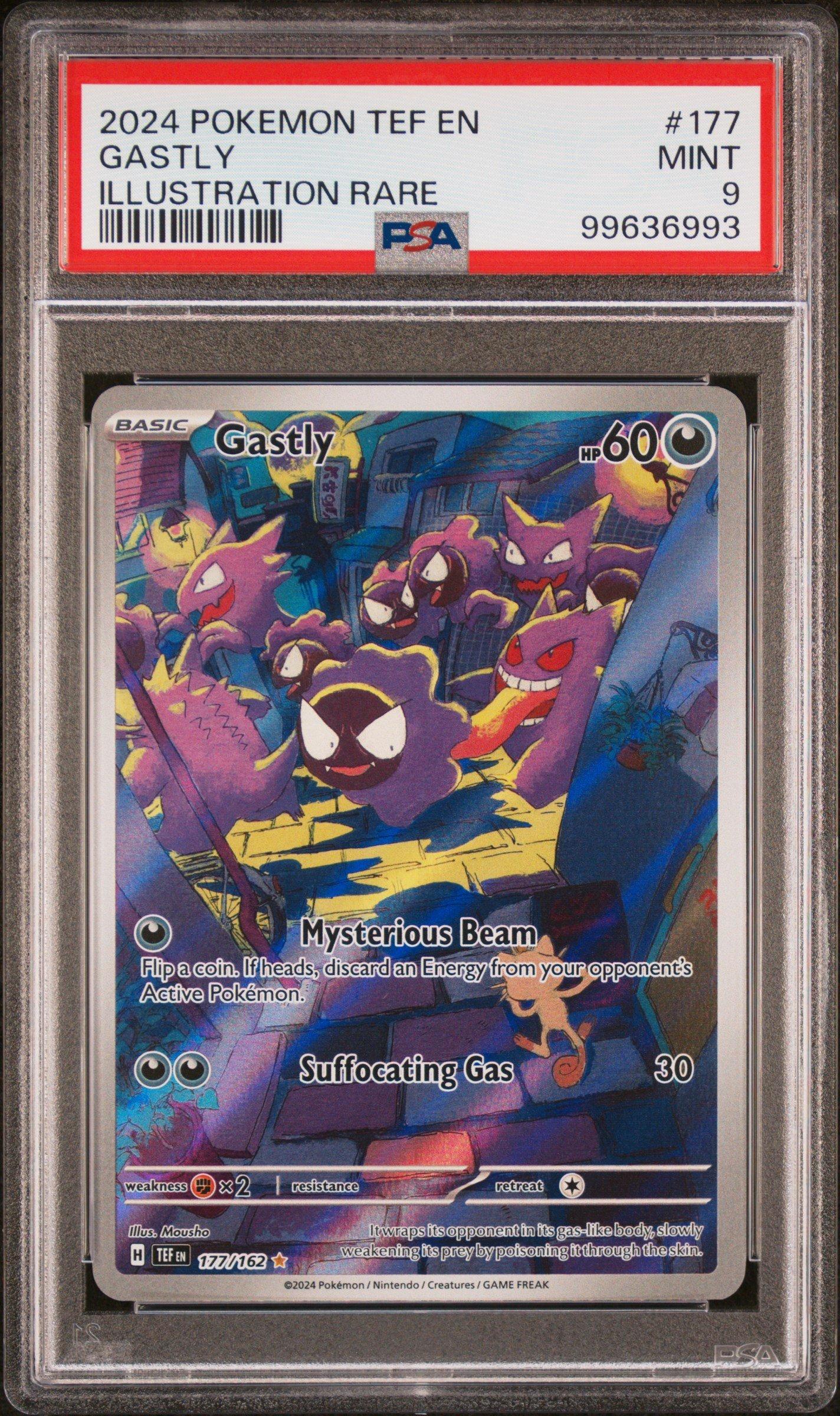 2024 Pokemon Tef En-temporal Forces 177 Gastly Illustration Rare PSA 9 ...
