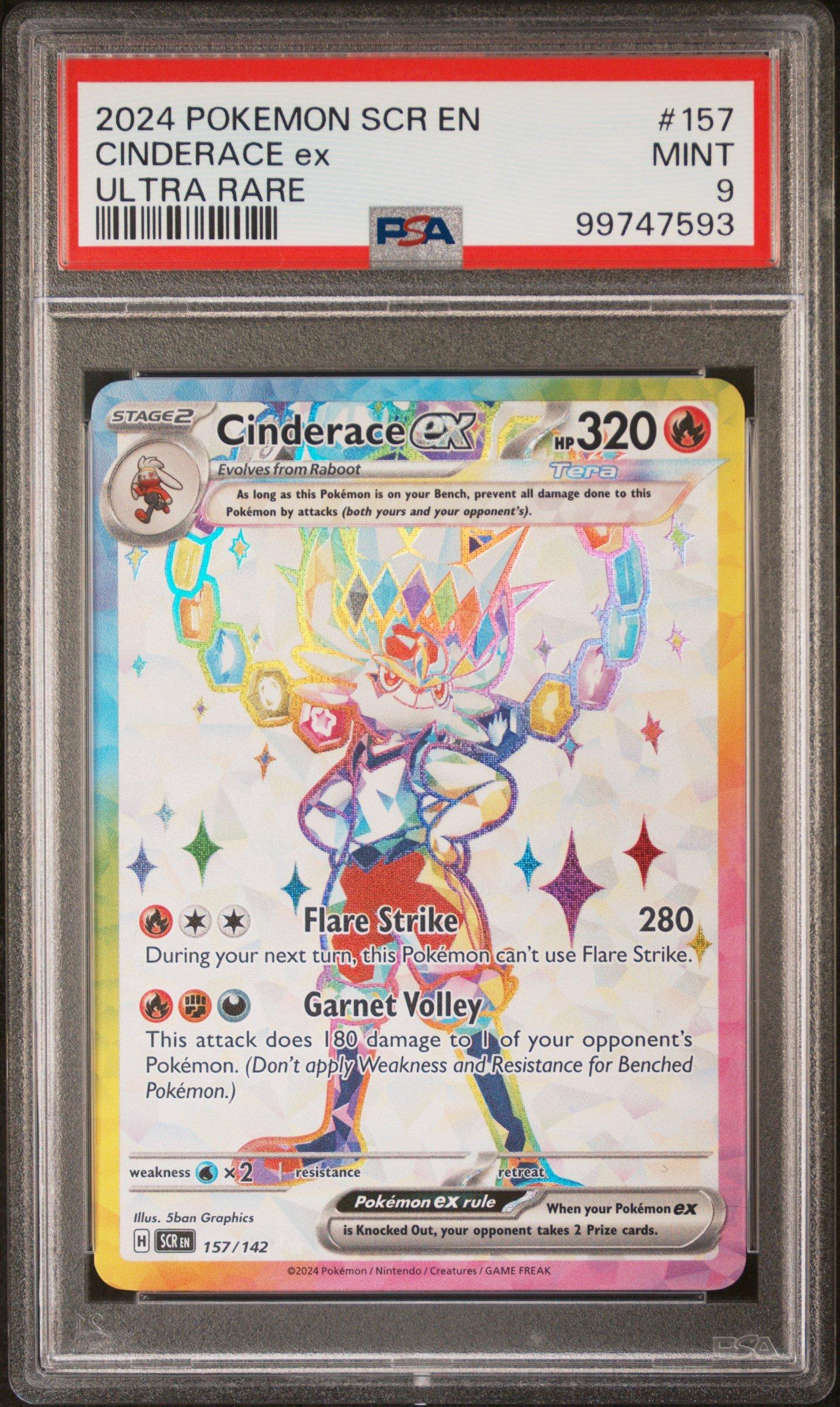 2024 Pokemon Scr En-stellar Crown 157 Cinderace Ex Ultra Rare PSA 9 ...