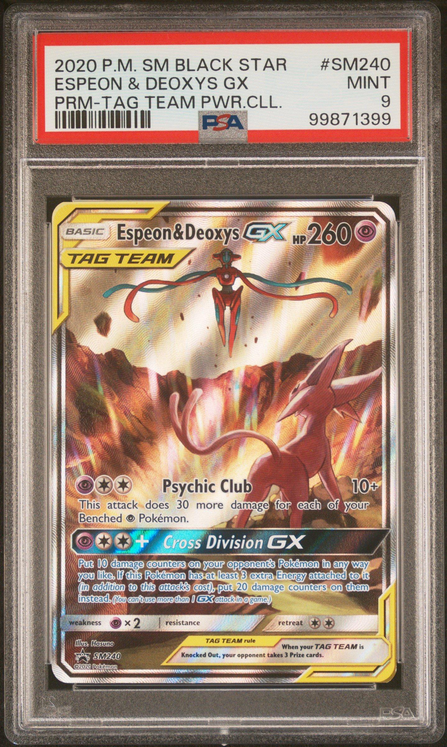 2020 Pokemon Sm Black Star Promo Sm240 Espeon & Deoxys Gx Tag Team ...