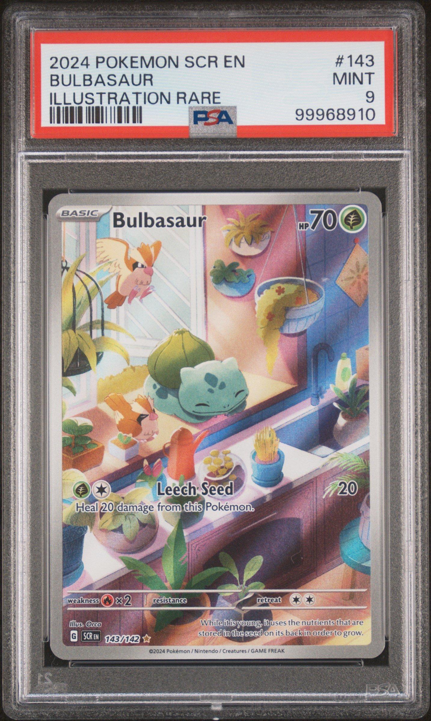 2024 Pokemon Scr En-stellar Crown 143 Bulbasaur Illustration Rare PSA 9 ...