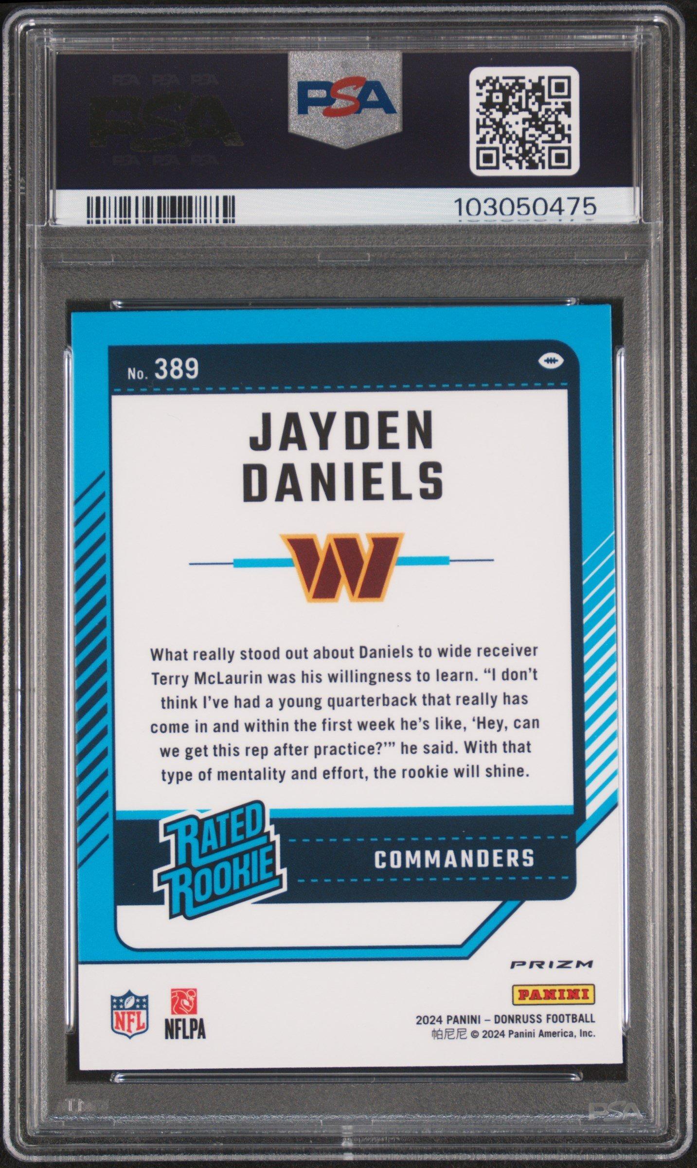 2024 Panini Donruss 389 Jayden Daniels Optic Preview-red Pandora PSA 10 ...