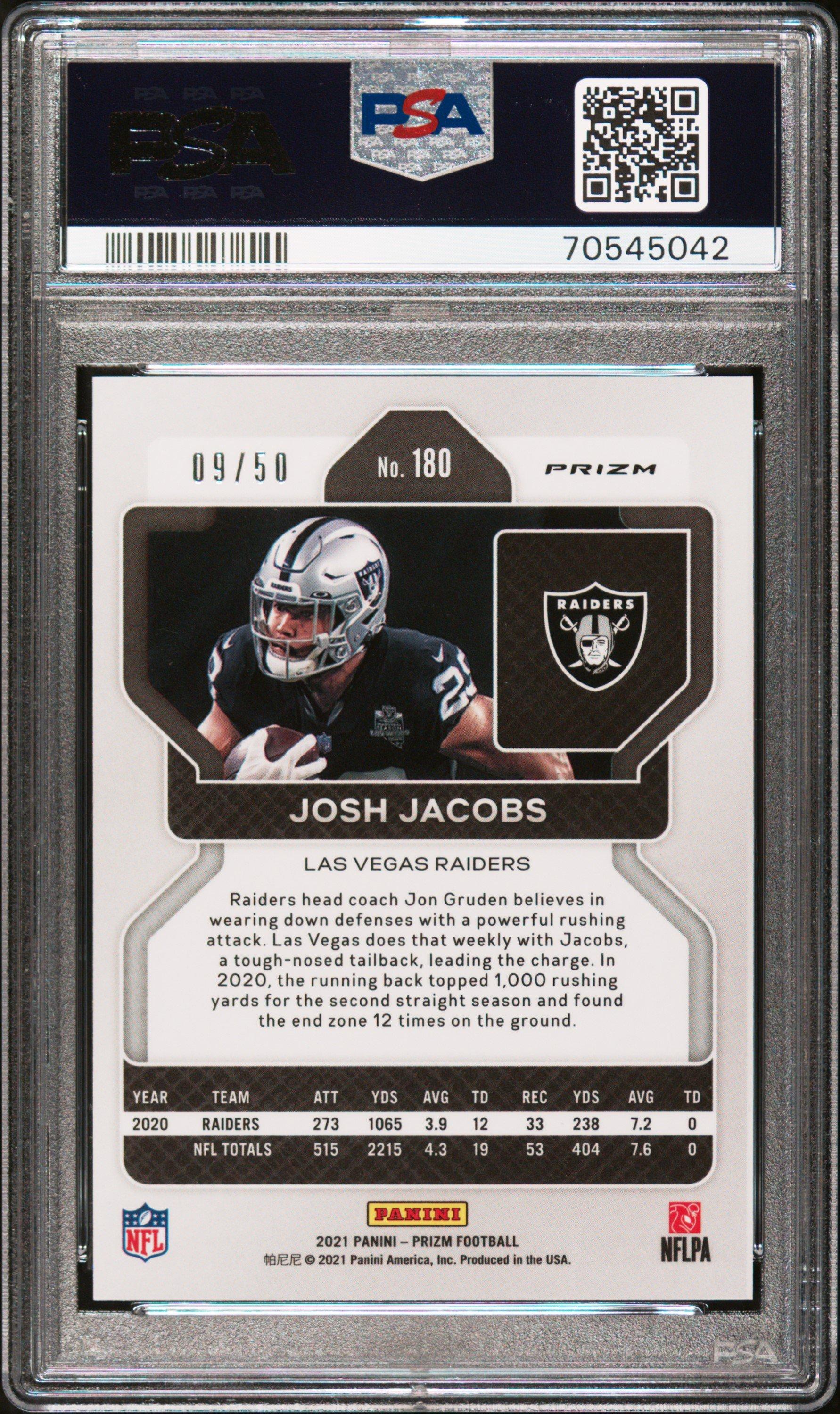 2021 Panini Prizm 180 Josh Jacobs No Huddle Red PSA 10 | GameStop