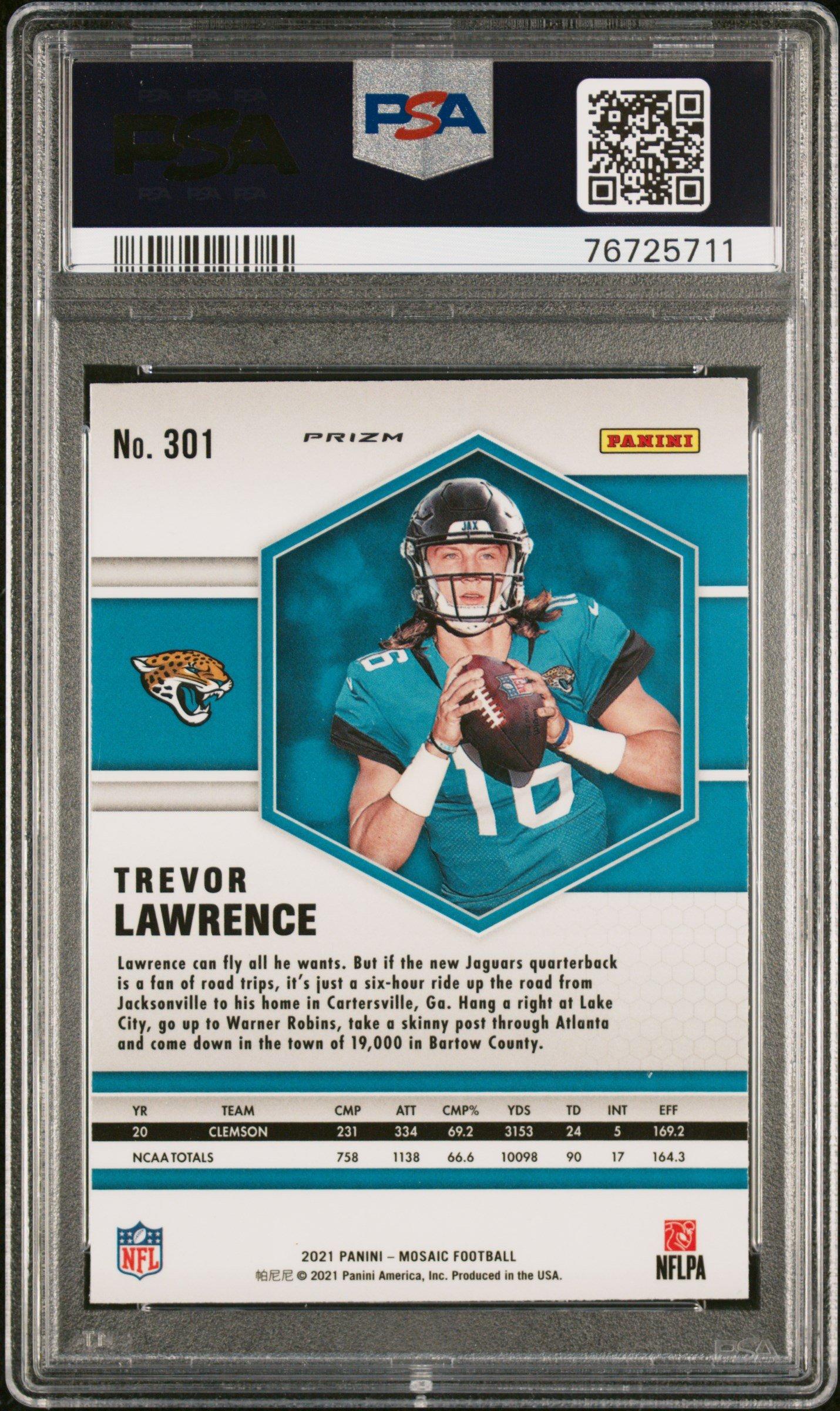 2021 Panini Mosaic 301 Trevor Lawrence Reactive Blue PSA 8 | GameStop