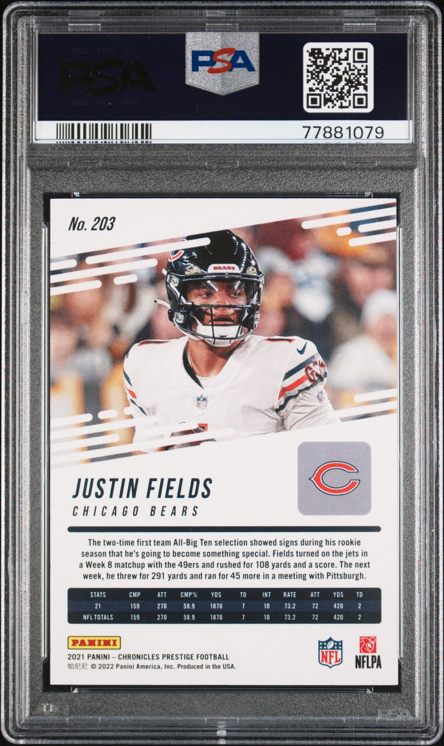 2021 Panini Prestige 203 Justin Fields Blue Xtra Points PSA 10 | GameStop