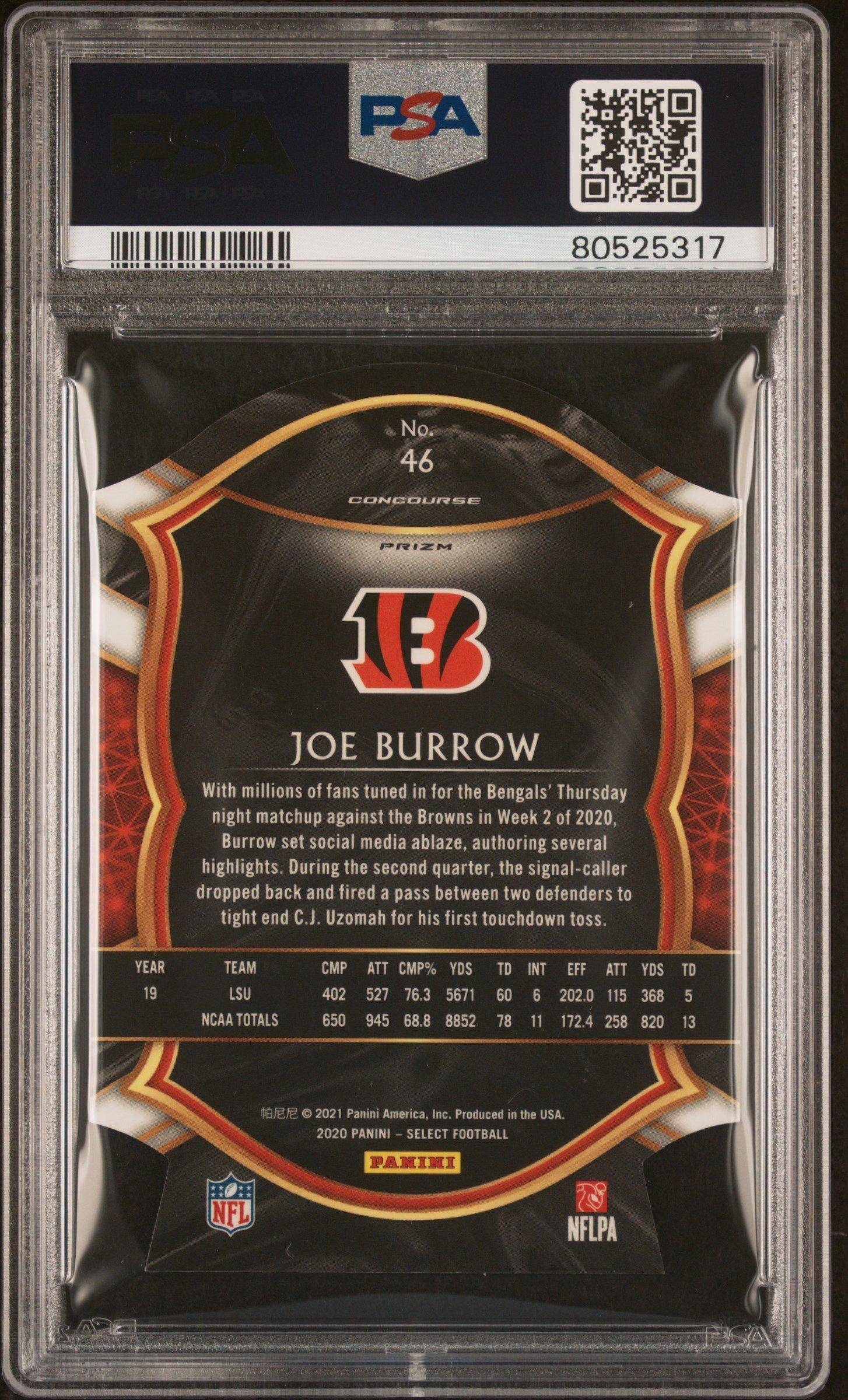 2020 Panini Select 46 Joe Burrow Die-cut Light Blue Prizm PSA 9 | GameStop