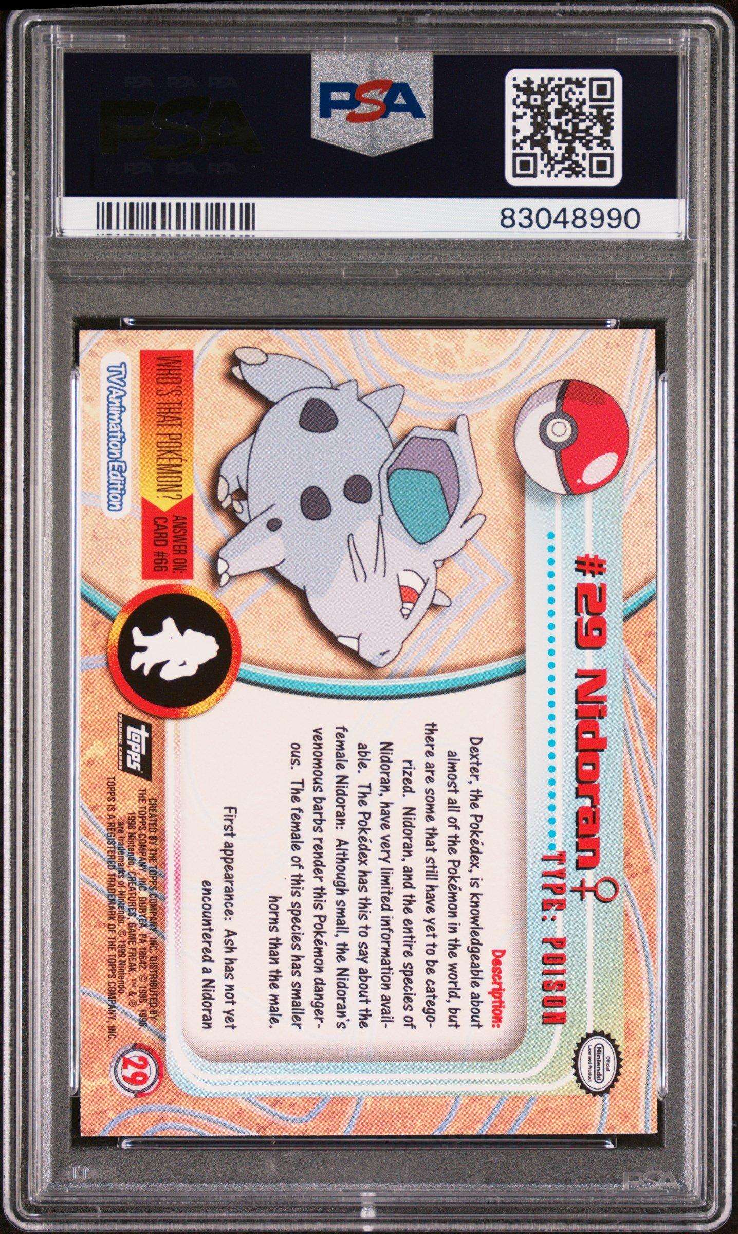1999 Topps Pokemon Tv 29 Nidoran PSA 8 | GameStop