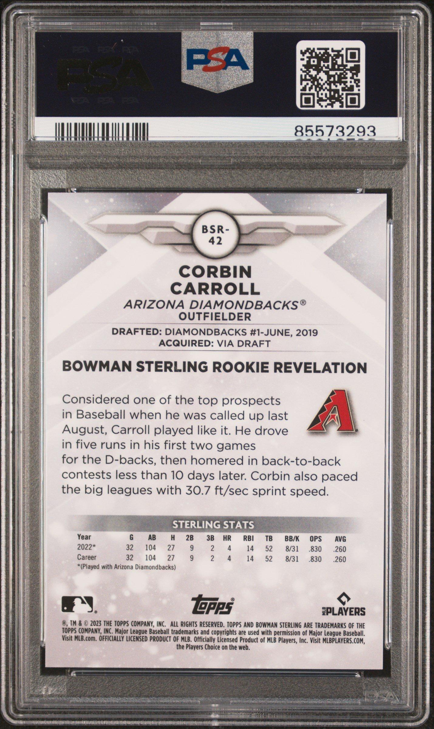 2023 Bowman Sterling Bsr42 Corbin Carroll Sterling Silver PSA 10 | GameStop