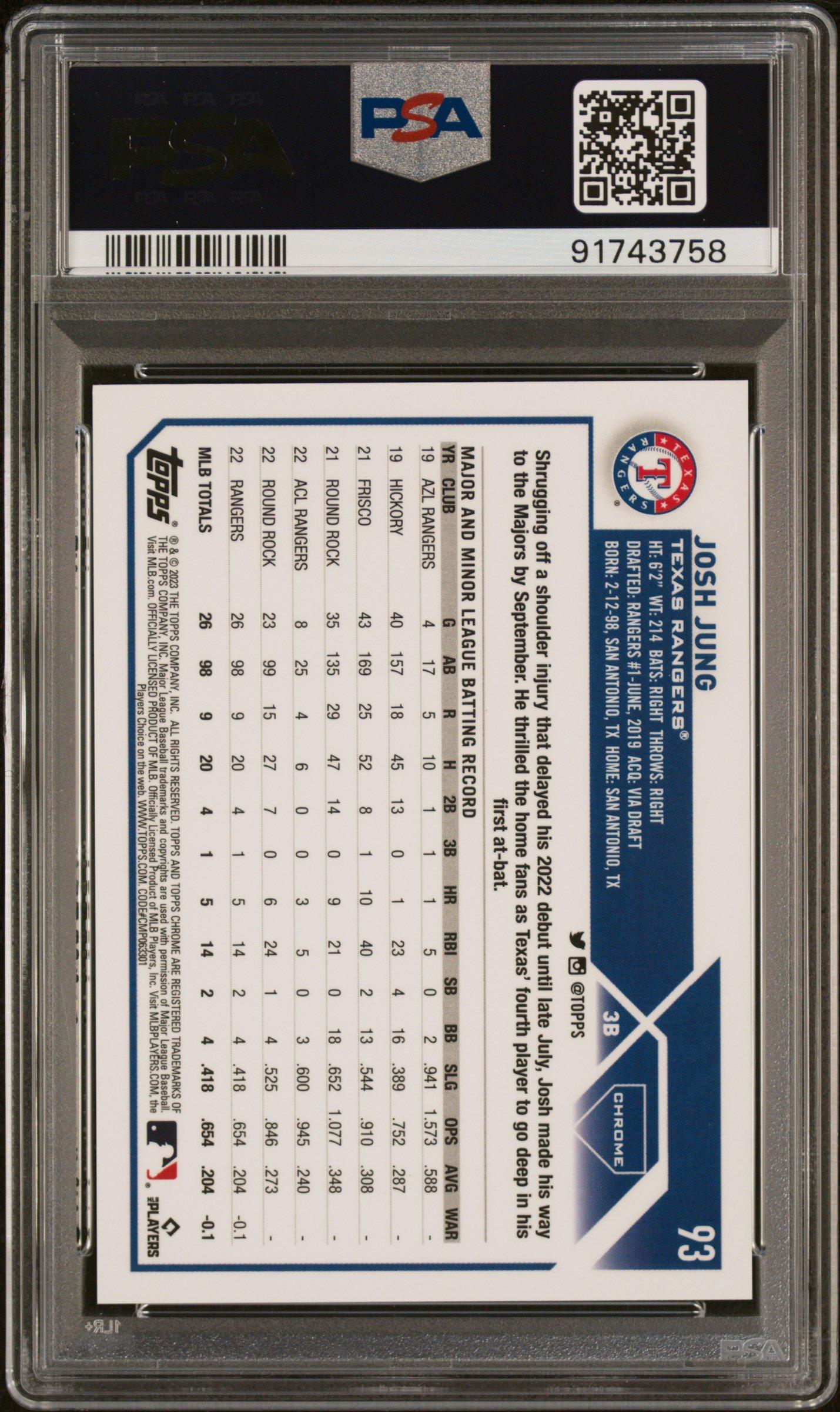2023 Topps Chrome Logofractor Edition 93 Josh Jung Sp PSA 10 | GameStop