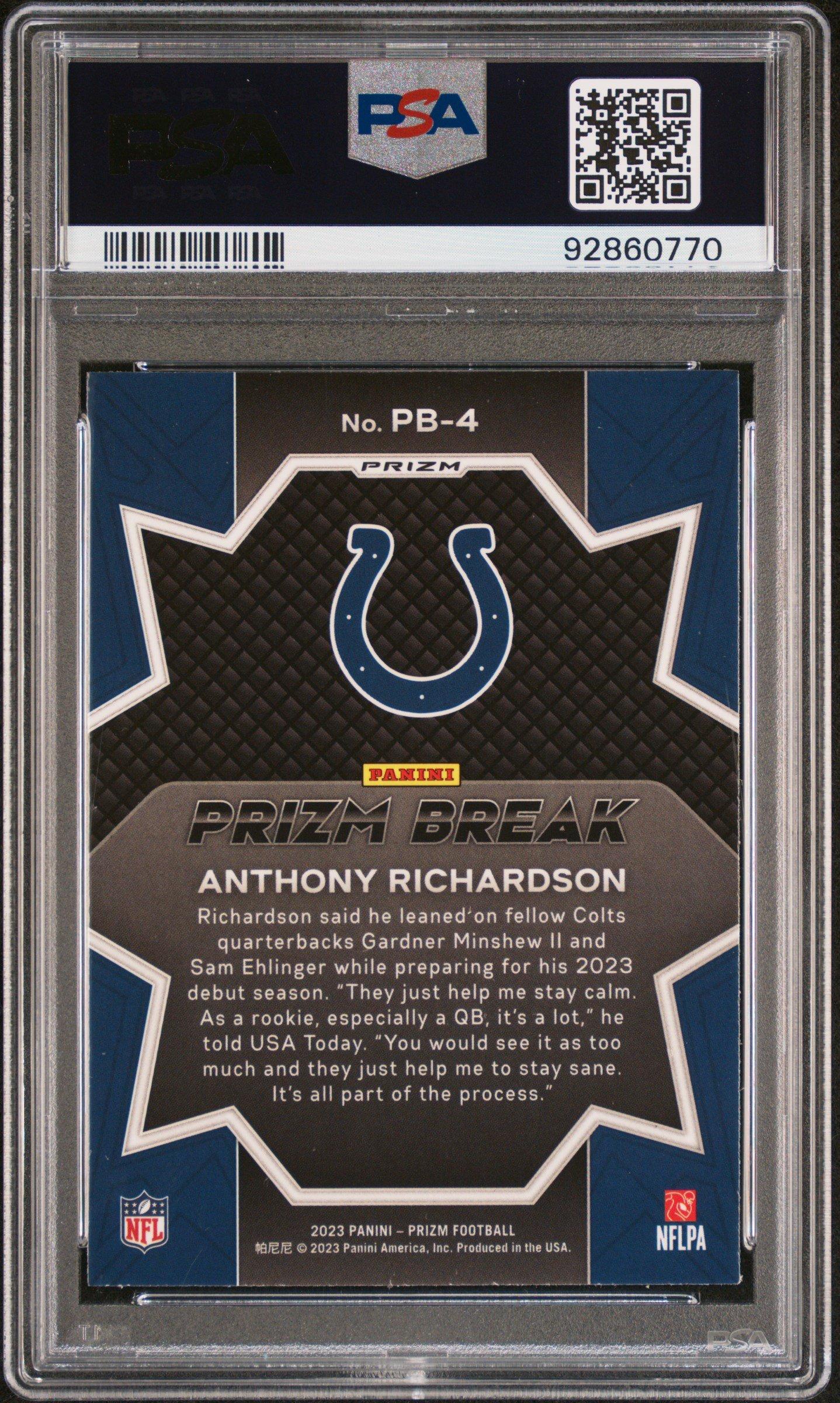 2023 Panini Prizm Prizm Break Pb4 Anthony Richardson Green Ice PSA 10 ...