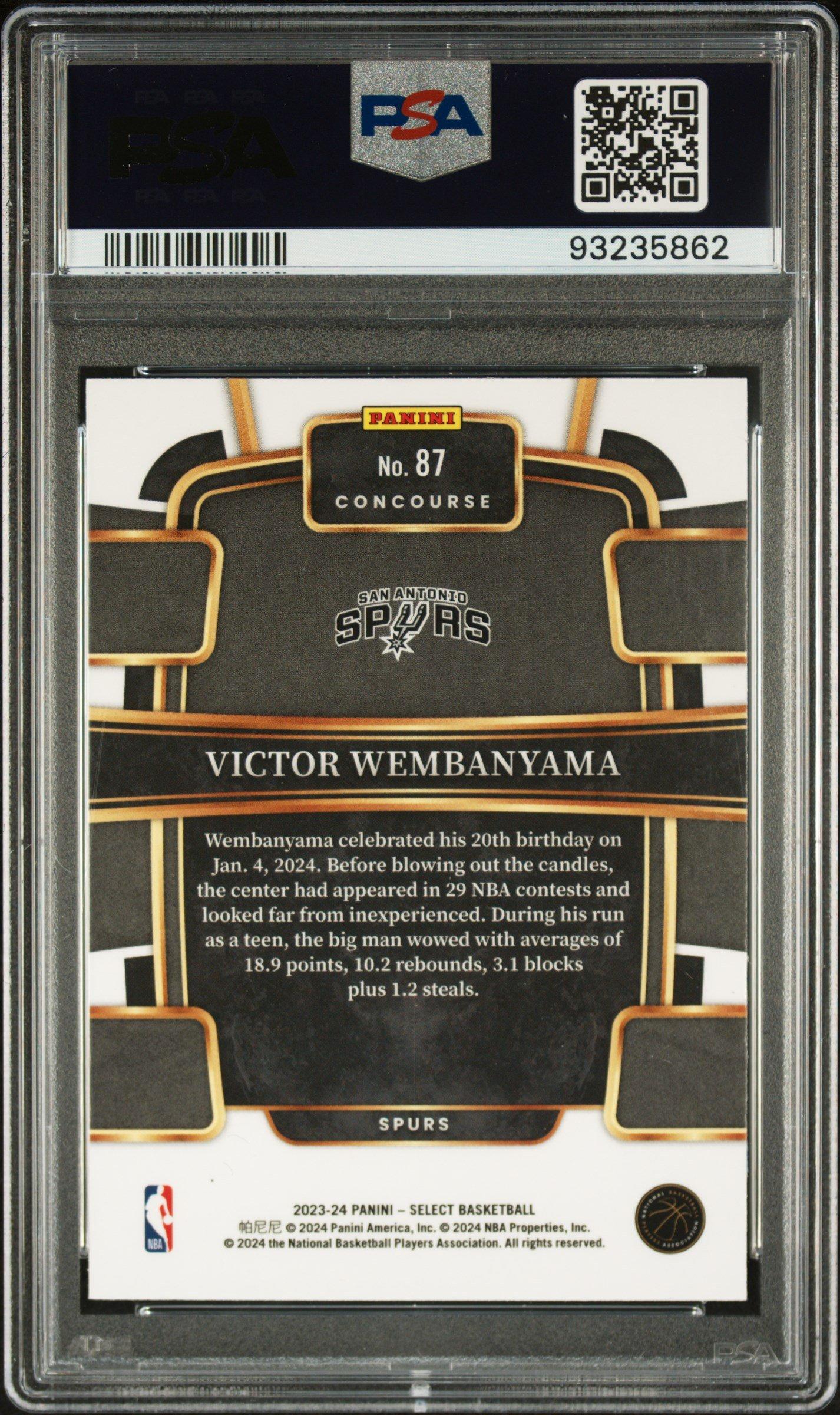 2023 Panini Select 87 Victor Wembanyama Blue PSA 10 | GameStop
