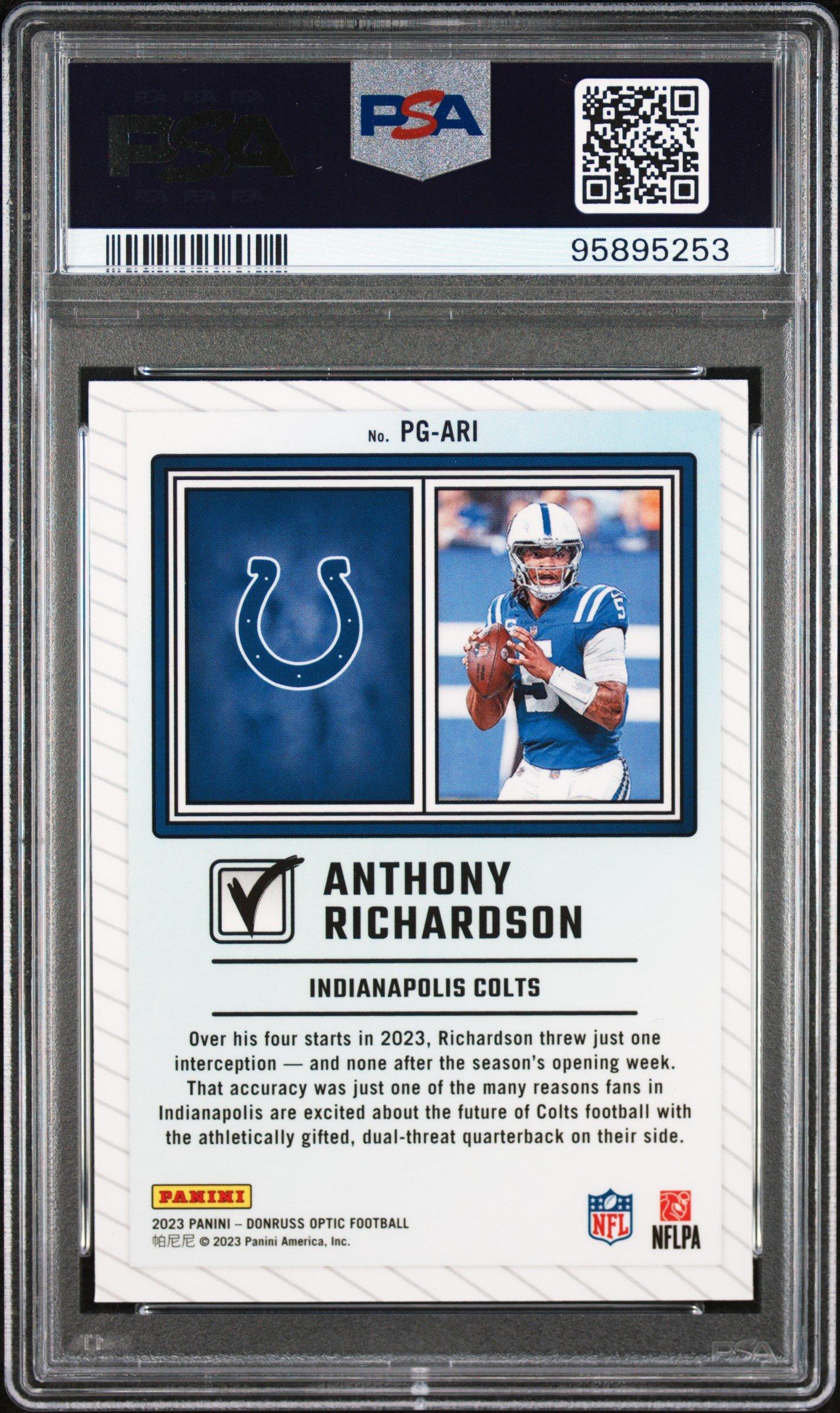 2023 Panini Donruss Optic Passing Grade Pgari Anthony Richardson PSA 10 ...