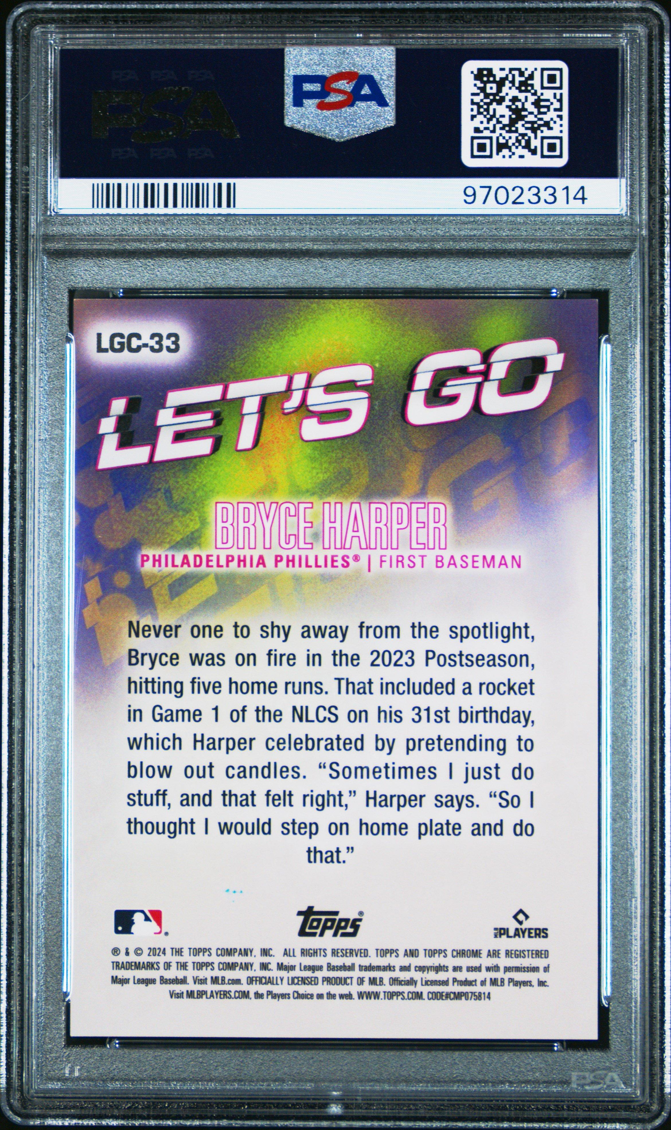 2024 Topps Chrome Let's Go Lgc33 Bryce Harper Red Refractor PSA 10 ...