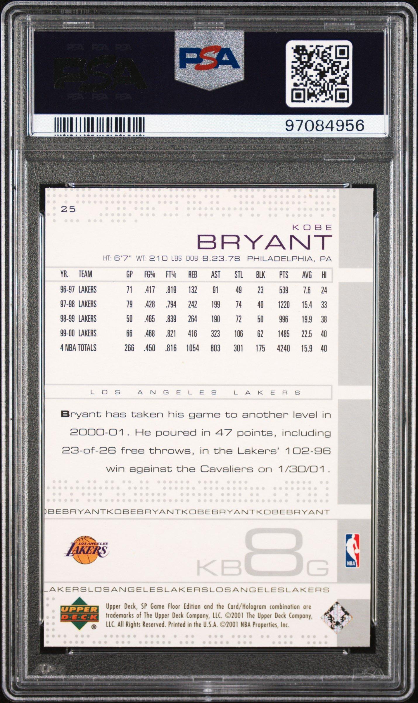 2000 Sp Game Floor 25 Kobe Bryant PSA 9 | GameStop